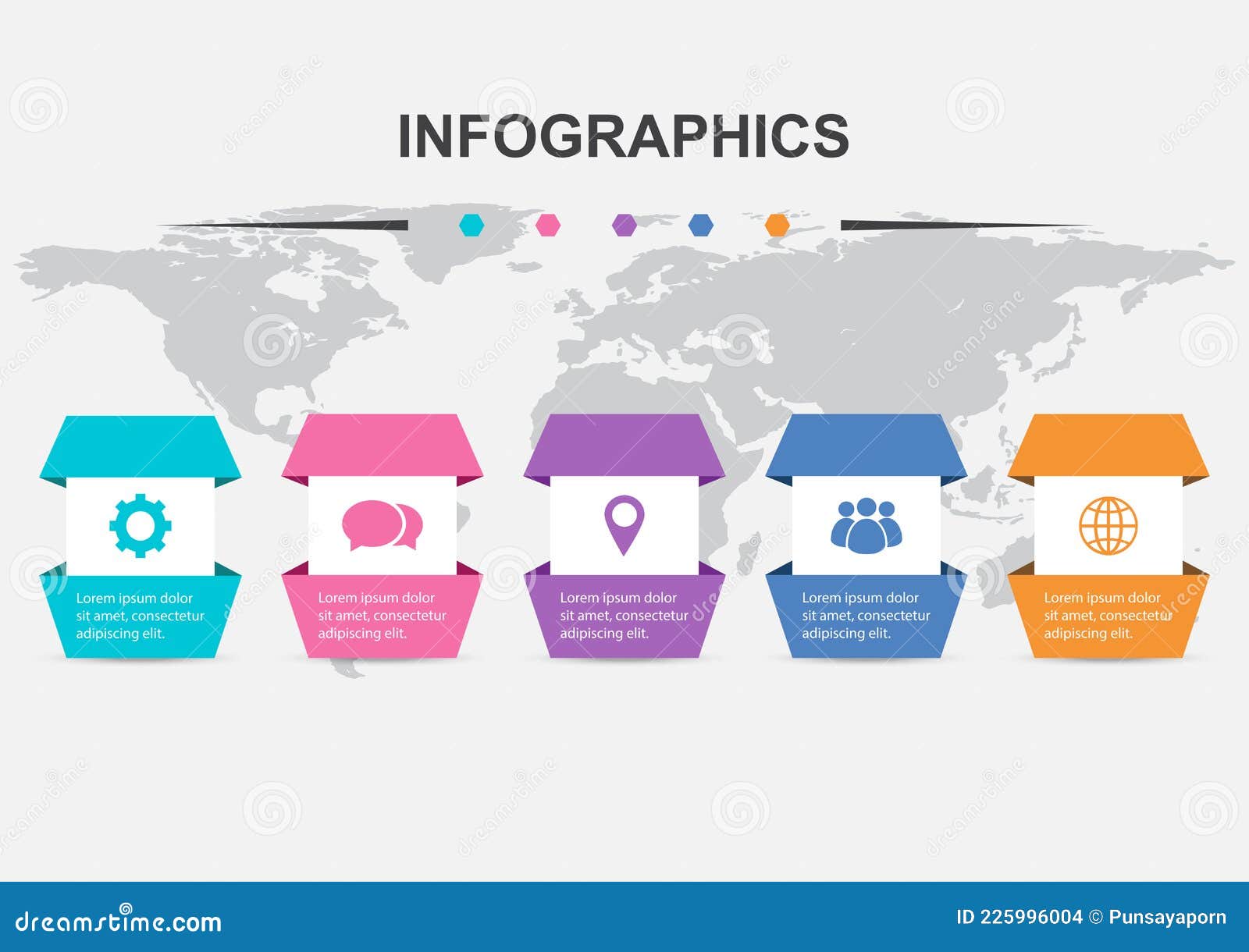 Infographic Design Template with 5 Ribbons Stock Vector - Illustration ...