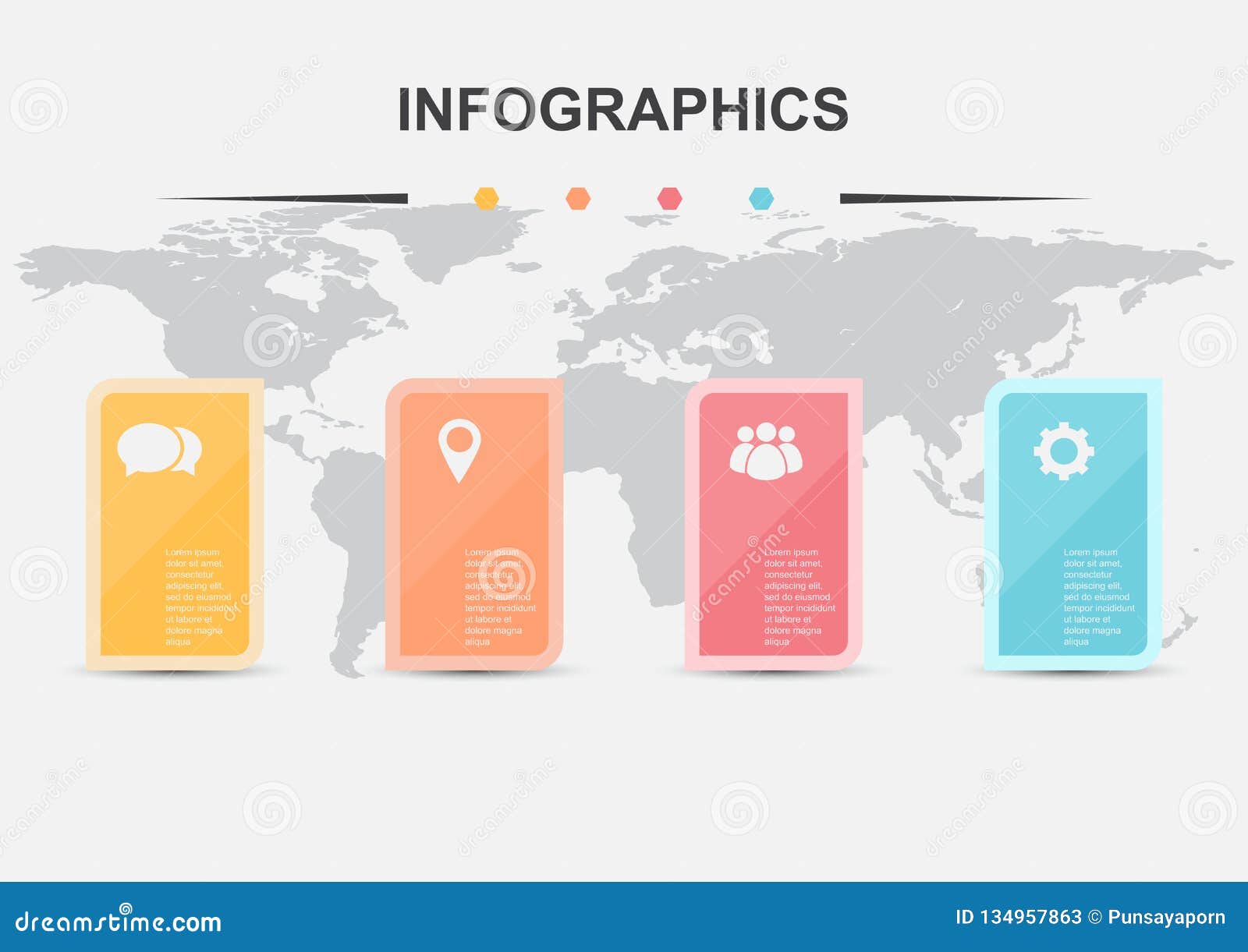 Infographic Design Template with 4 Rounded Rectangles Stock Vector ...