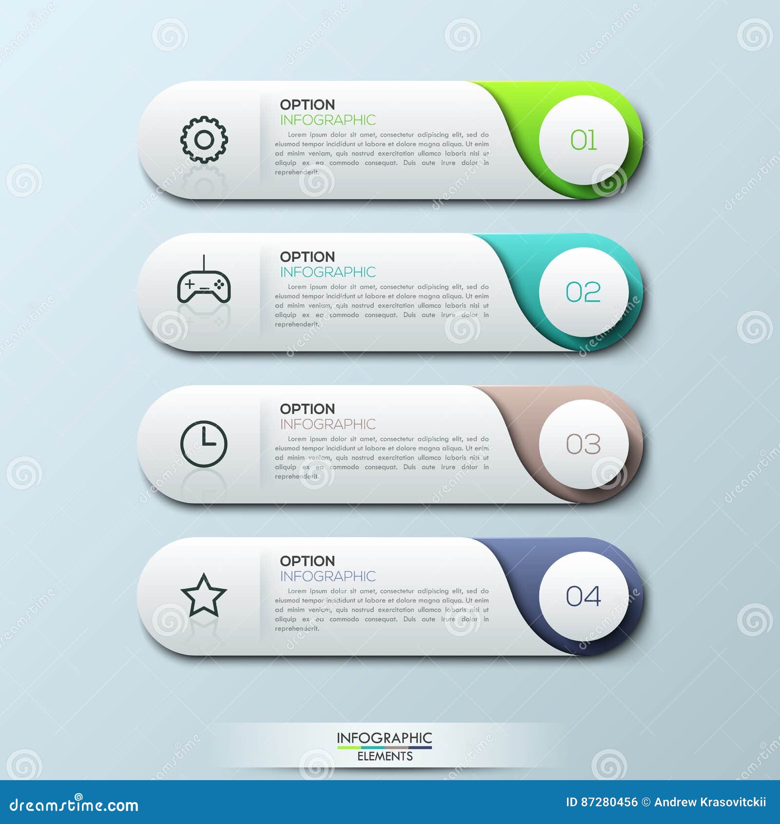 Infographic Design Template with 4 Separate Numbered Rounded Rectangles ...