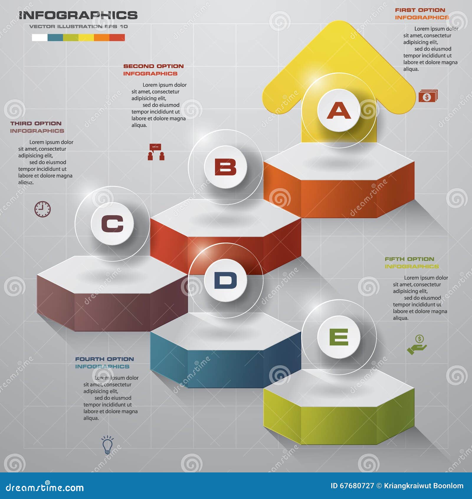 Infographic Design Template with 5 Steps Structure Up Arrow. Stock ...