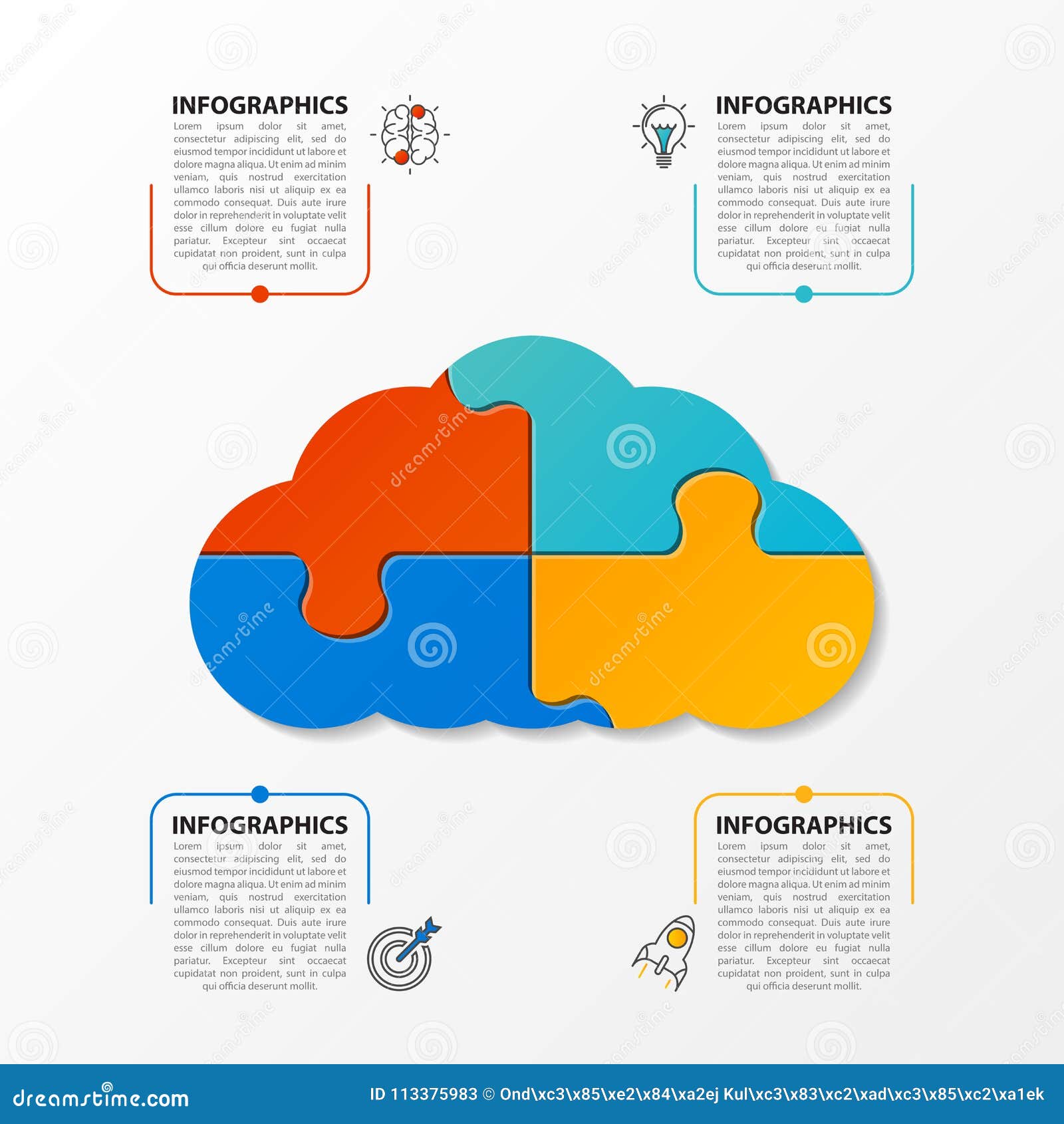 Infographic Design Template with 4 Steps. Vector Stock Vector ...