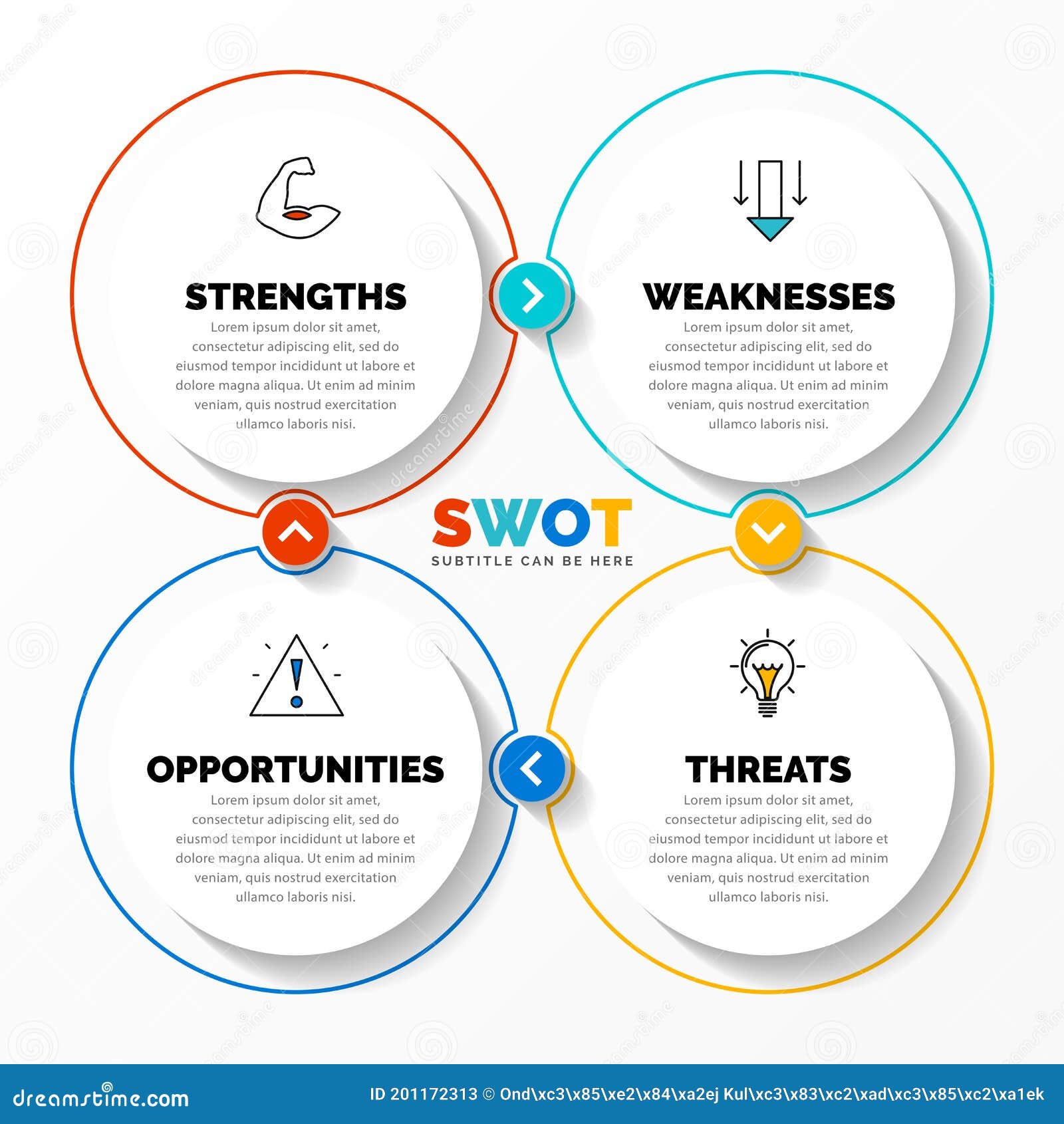 Infographic Design Template. SWOT Concept With 4 Steps Cartoon Vector ...