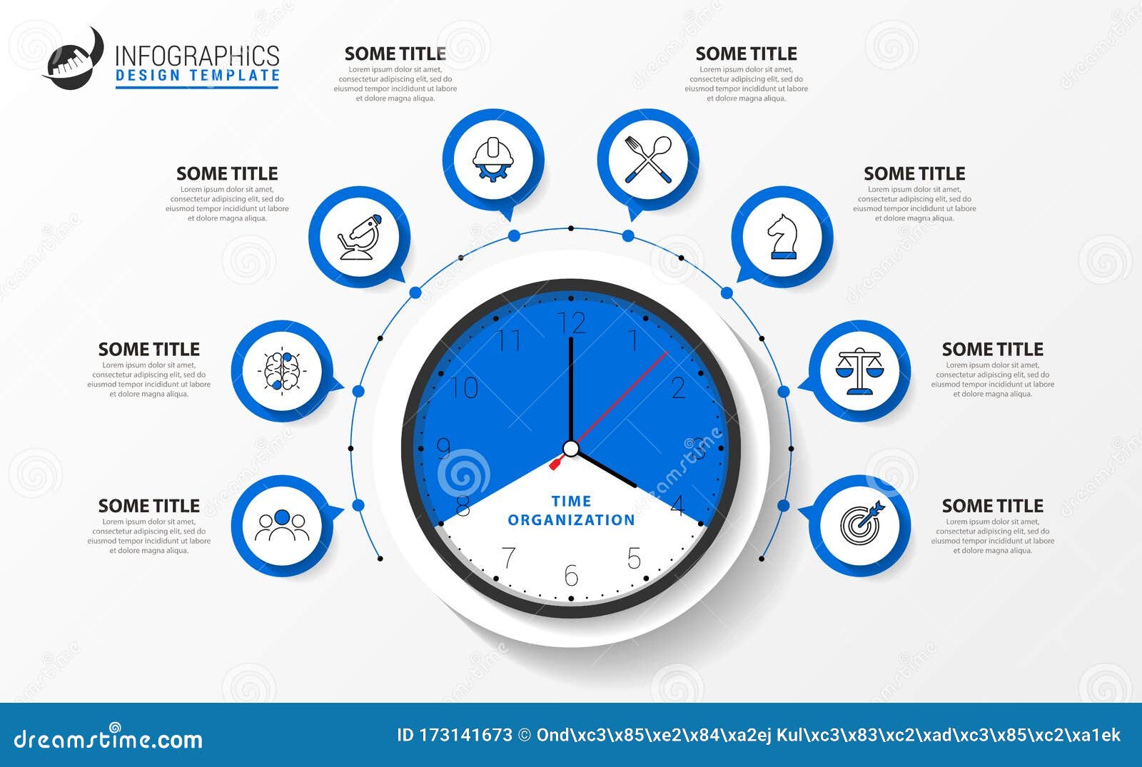 Infographic Design Template. Time Organization with 8 Steps Stock ...