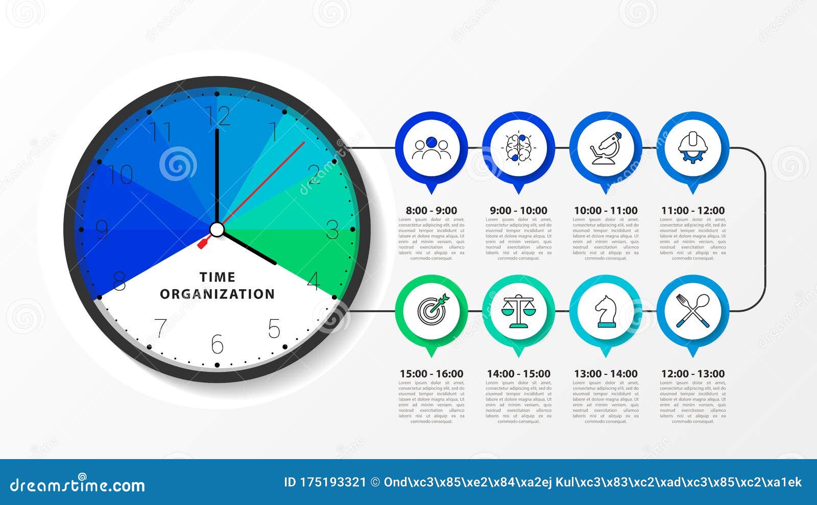 Infographic Design Template. Time Organization with 8 Steps Stock ...
