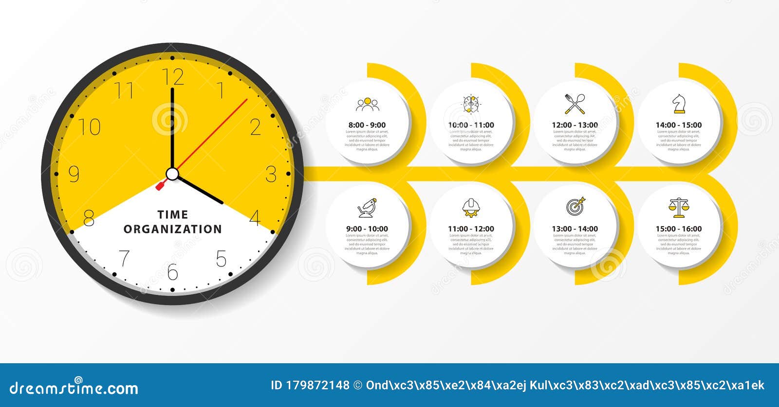 Infographic Design Template. Time Organization with 8 Steps Stock ...