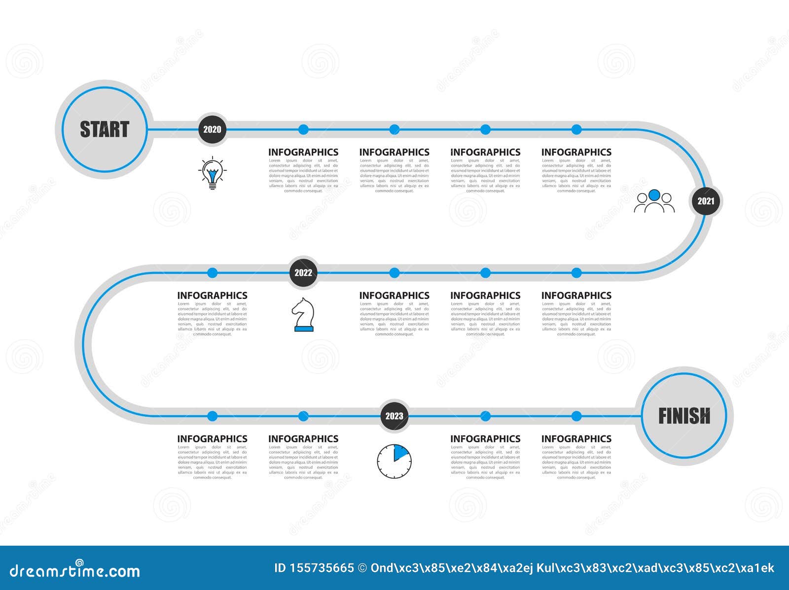 Infographic Design Template. Timeline Concept in Blue Style Stock ...