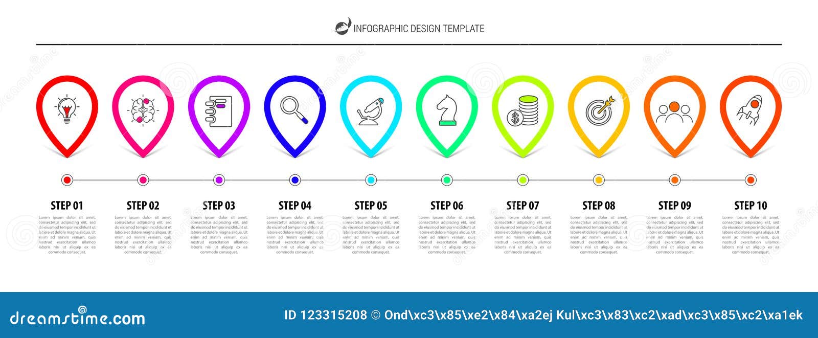 Infographic Design Template. Timeline Concept with 10 Steps Stock ...