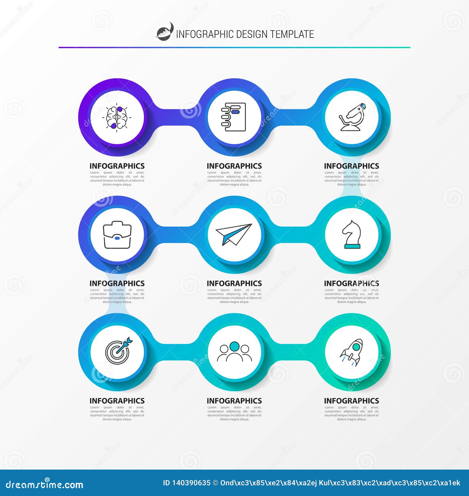 Infographic Design Template. Timeline Concept with 9 Steps Stock Vector ...