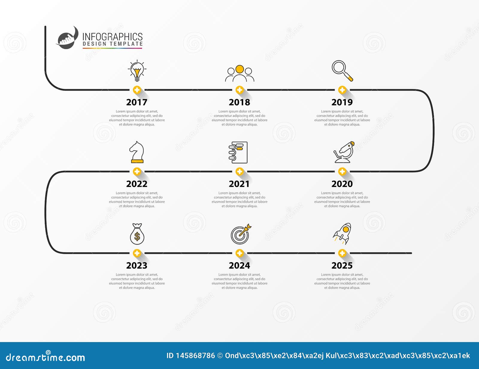 Infographic Design Template. Timeline Concept with 9 Steps Stock Vector ...