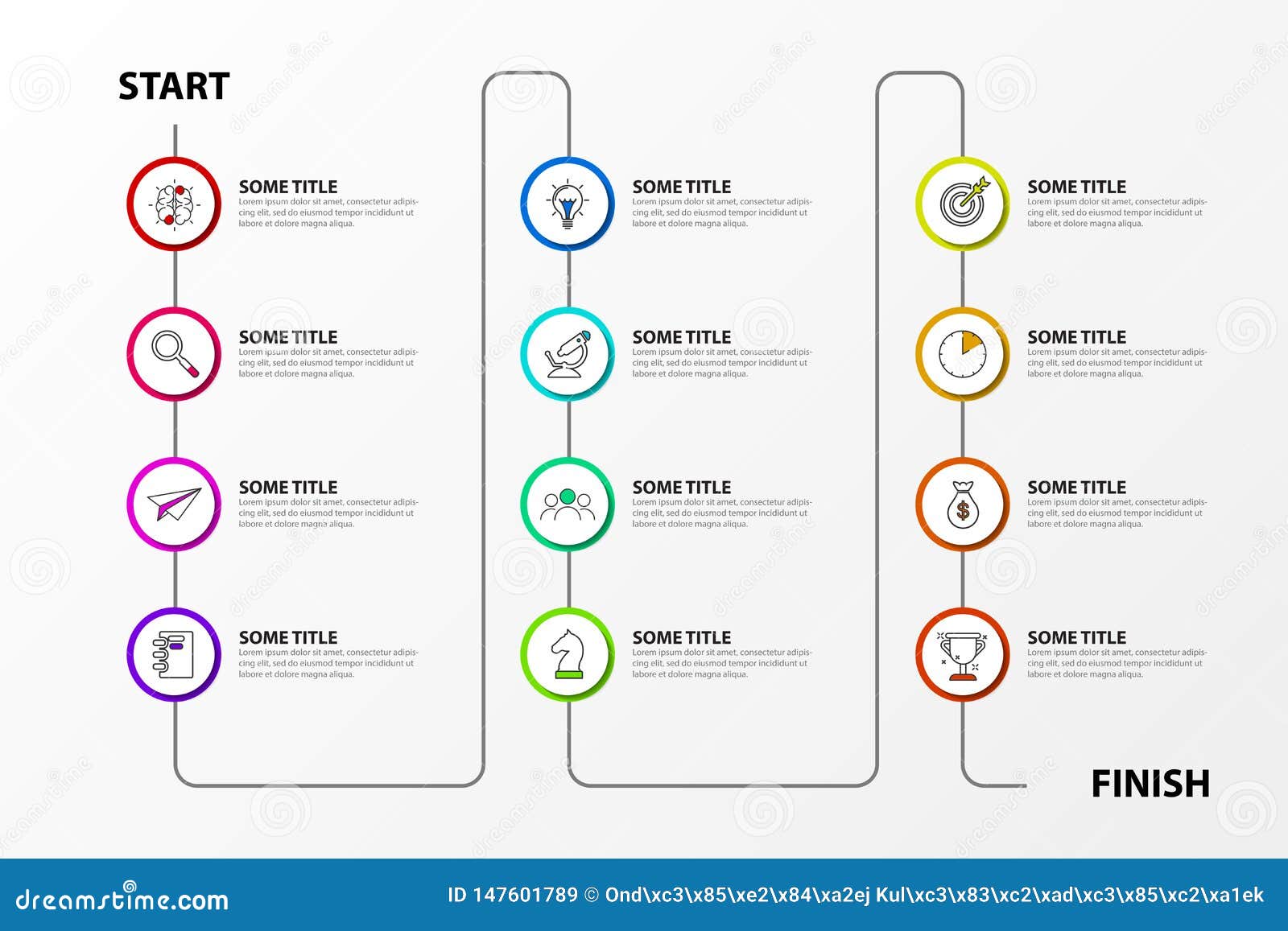 Infographic Design Template. Timeline Concept with 12 Steps Stock ...