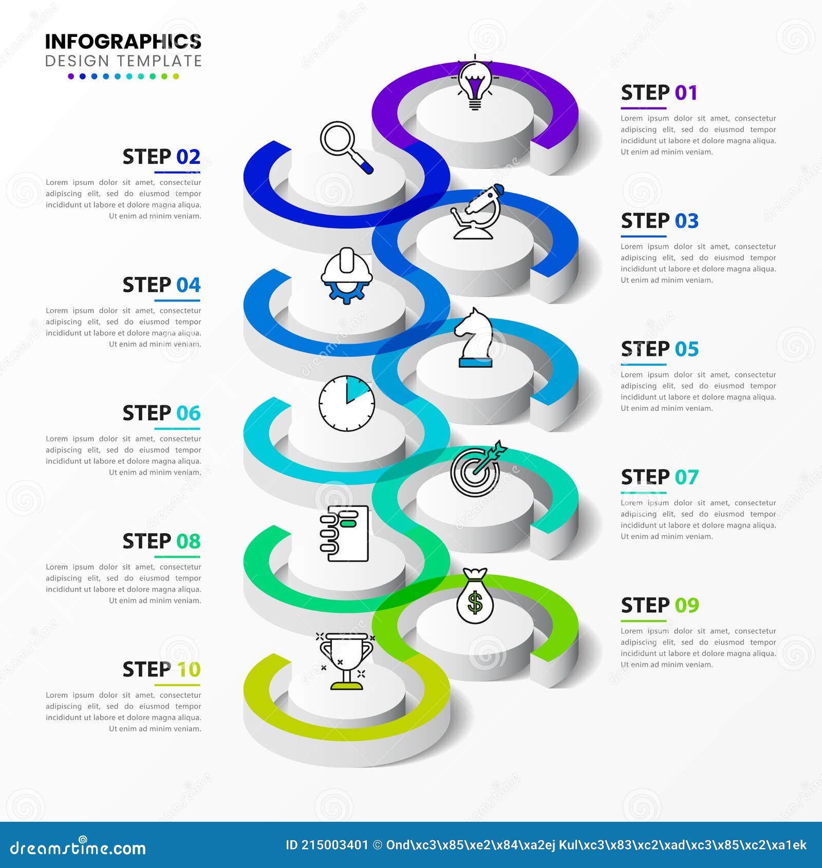 Infographic Design Template. Timeline Concept with 10 Steps Stock ...