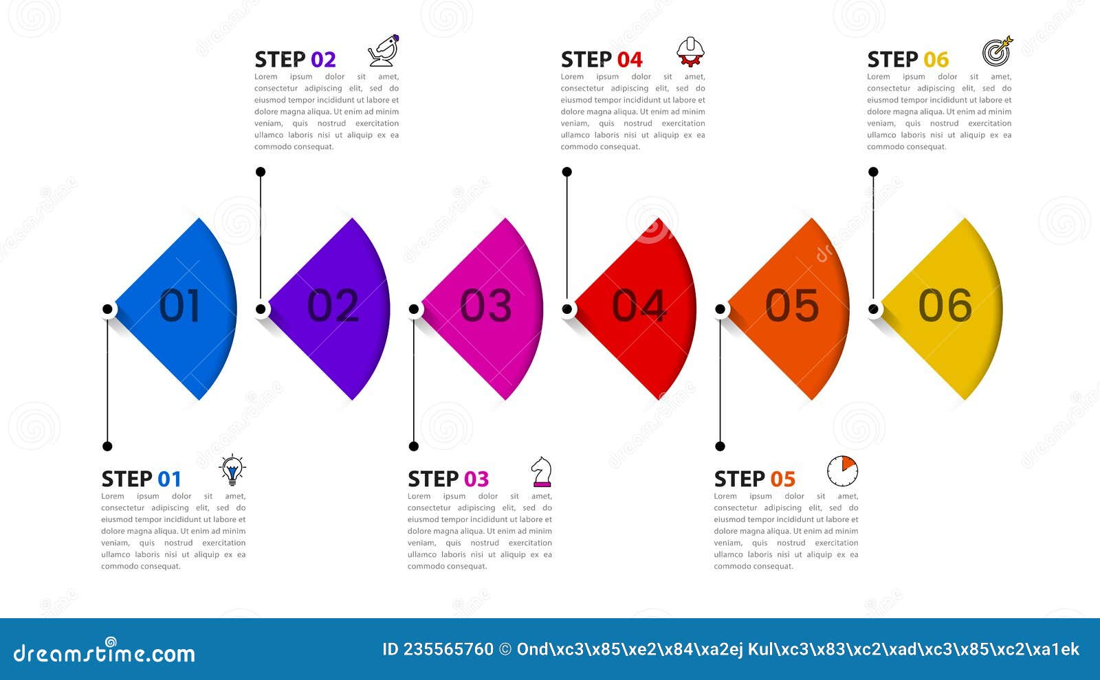 Infographic Design Template. Timeline Concept with 6 Steps Stock Vector ...