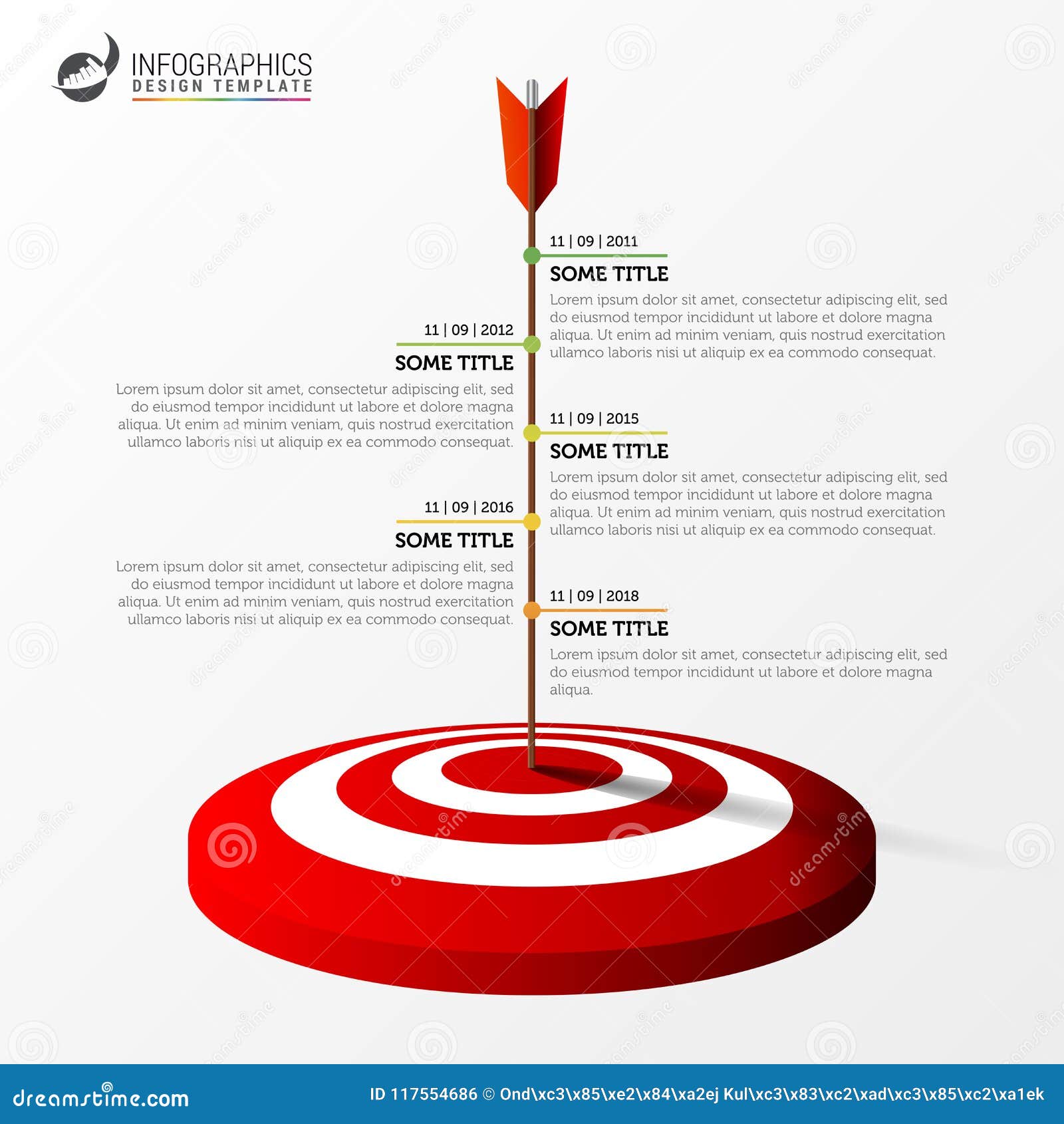 Infographic Design Template. Timeline Concept with Target Stock Vector ...