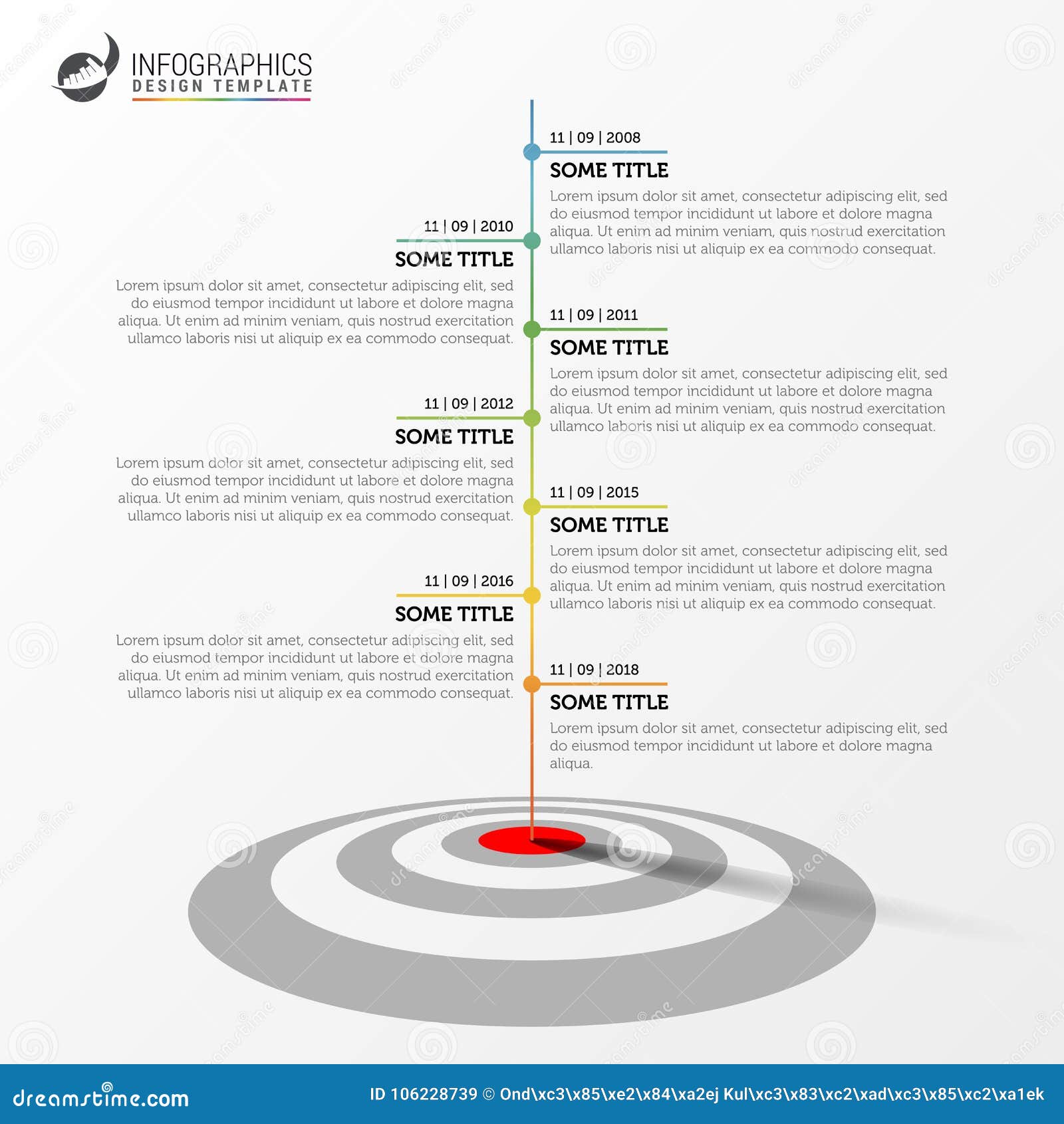 Infographic Design Template. Timeline Concept with Target Stock Vector ...