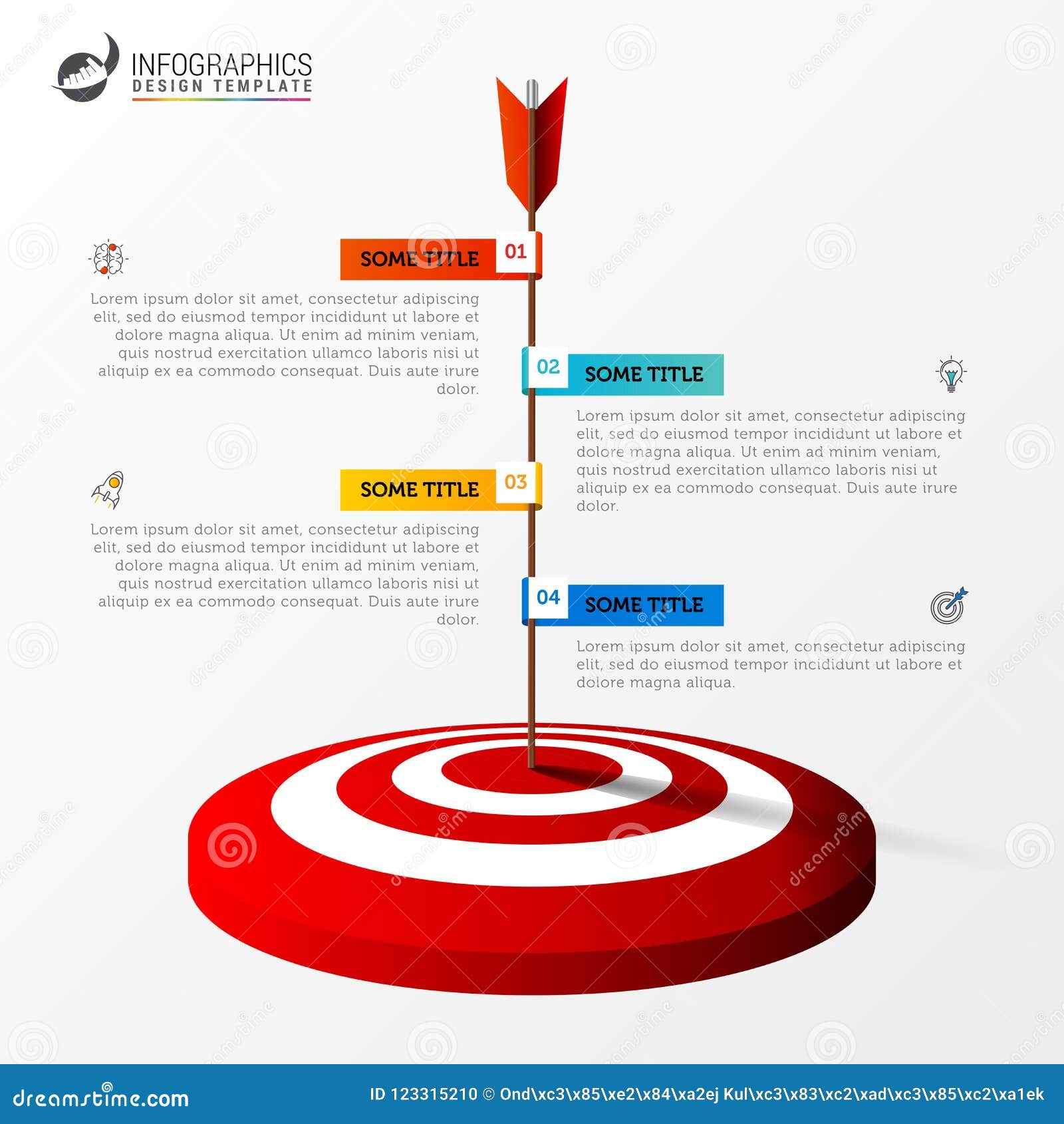 Infographic Design Template. Timeline Concept with Target Stock Vector ...