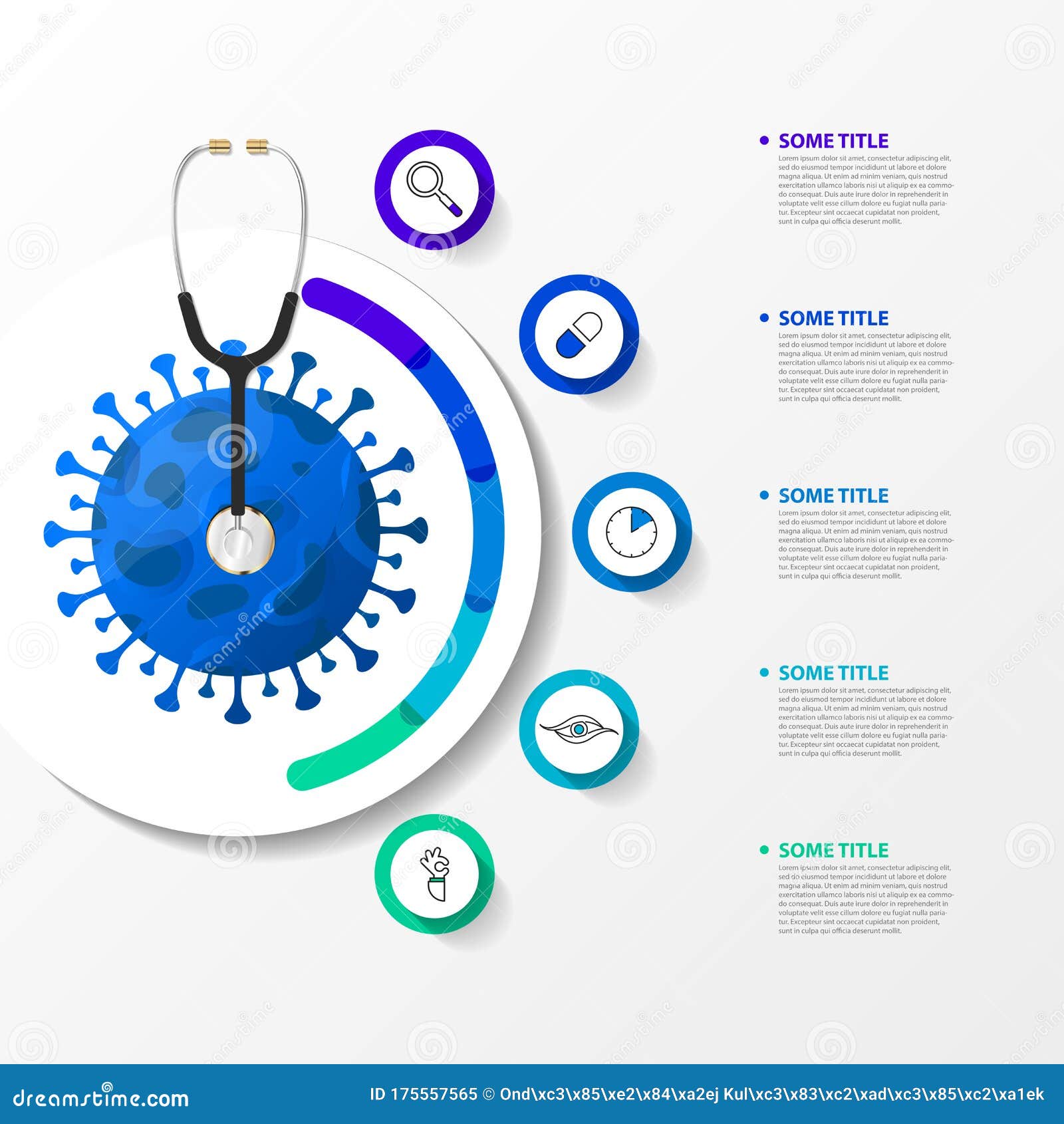 Infographic Design Template. Virus Concept with 5 Steps Stock Vector ...