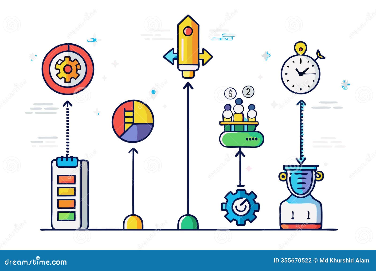 Infographic Design with Vertical Timeline Illustrating Various Stages ...