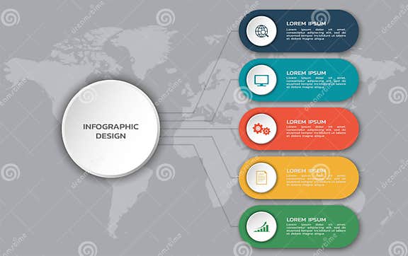 Infographic Design with World Map. Business Workflow Flowchart Template ...