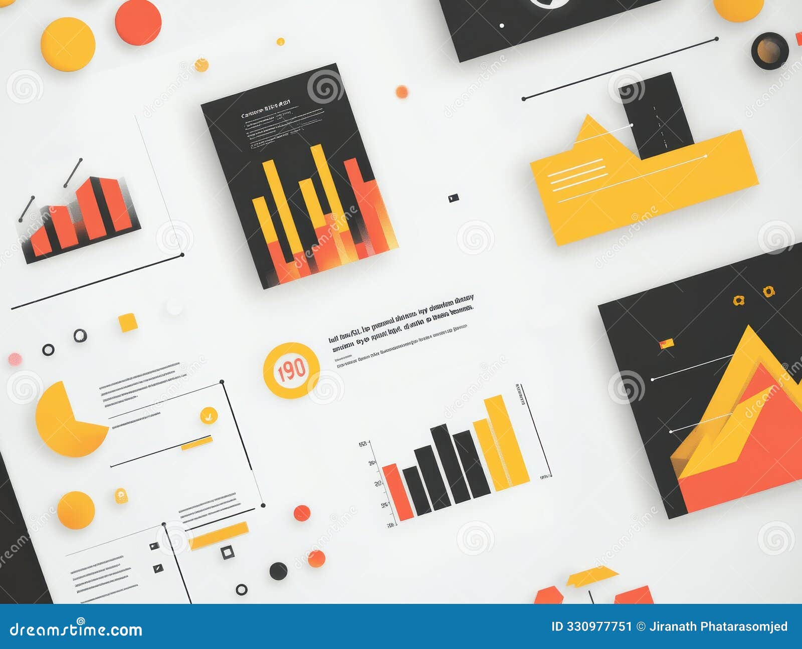 Infographic Design with Yellow and Red Geometric Shapes Stock ...