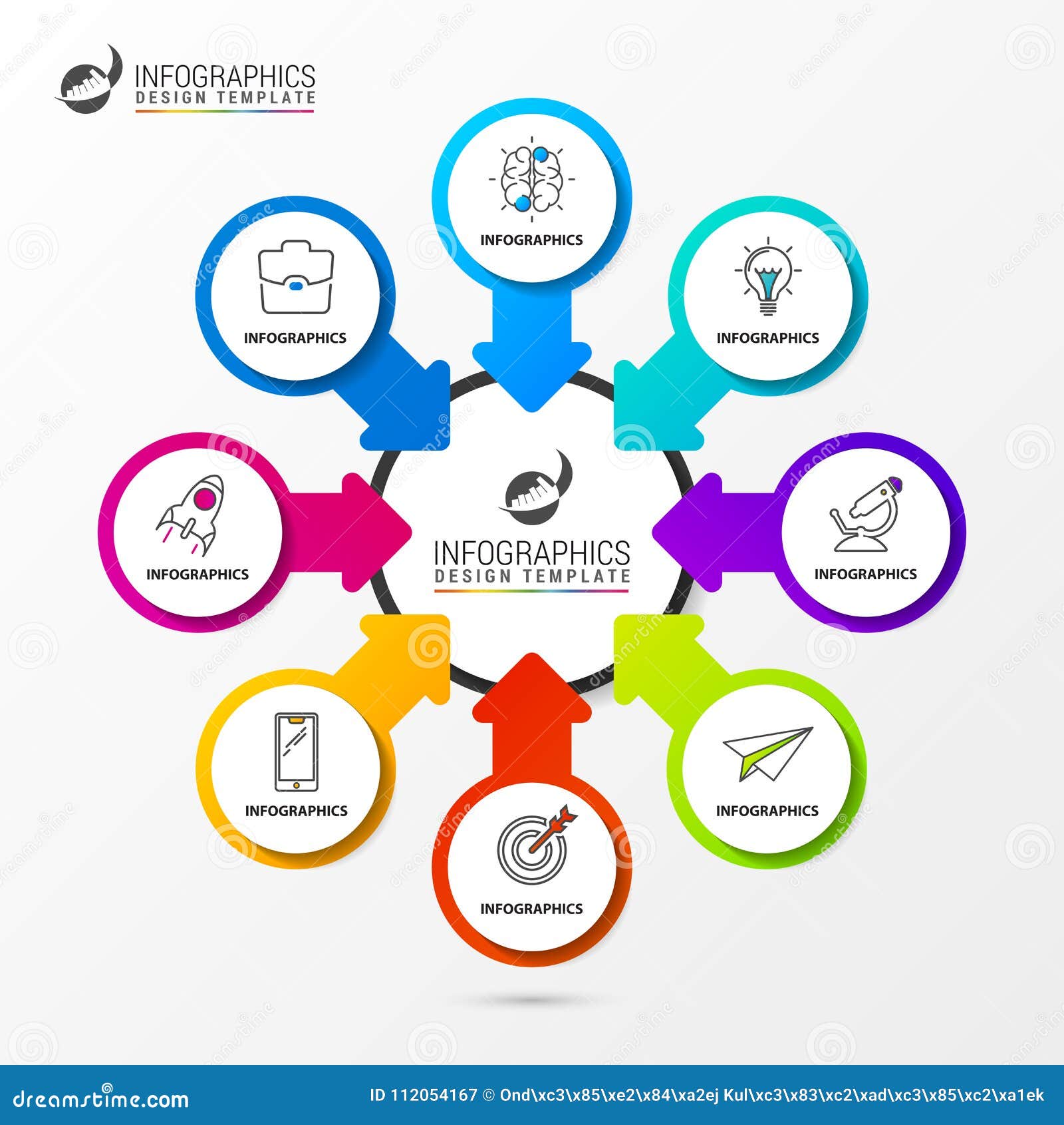 Infographic Designmall Organisationsdiagram Med 8 Moment Vektor ...