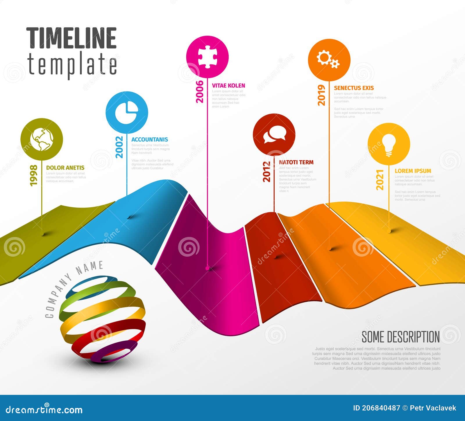 Infographic Diagonal Timeline Report Template Stock Vector ...