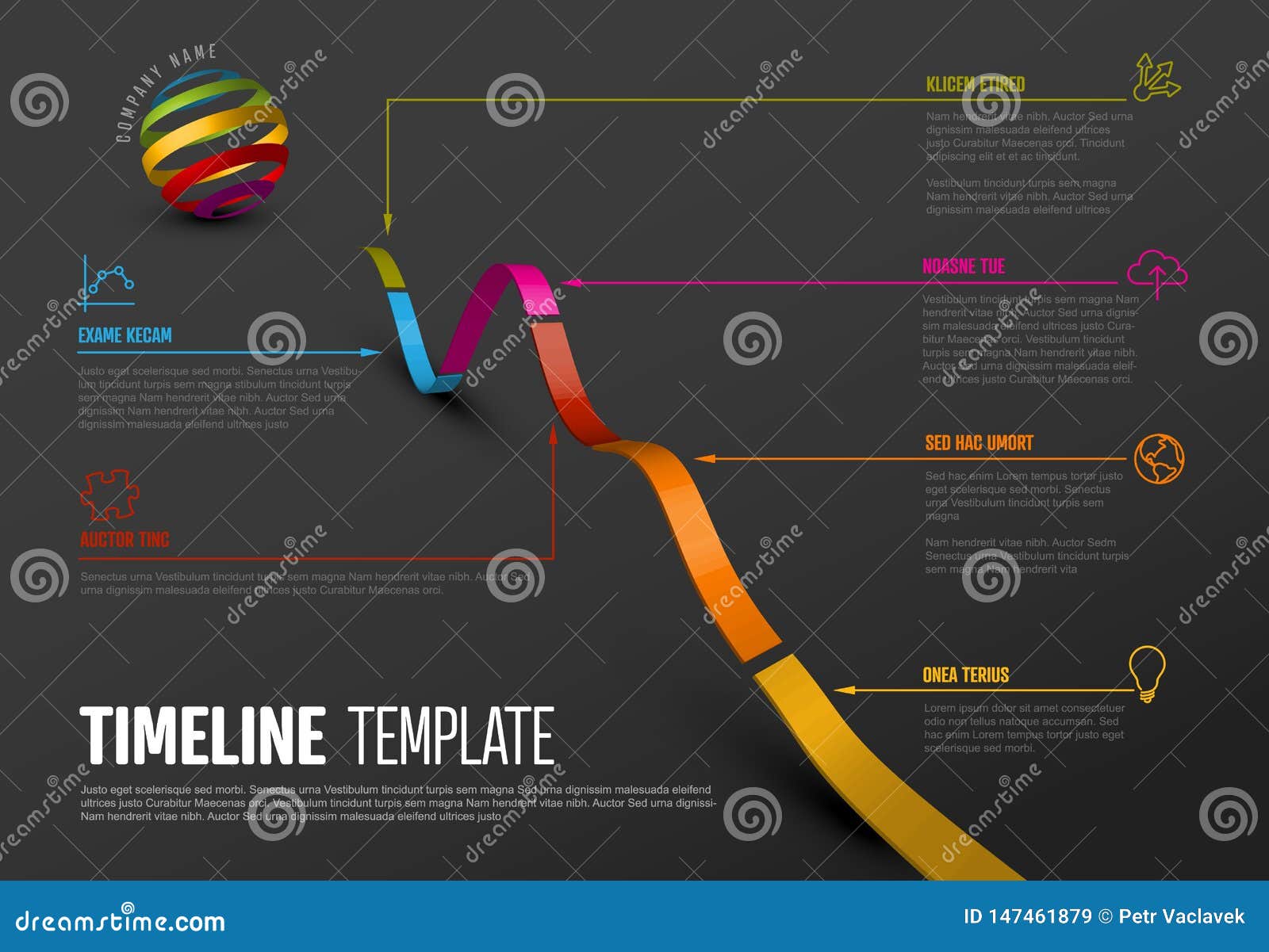 Infographic Diagonal Timeline Report Template Stock Vector ...