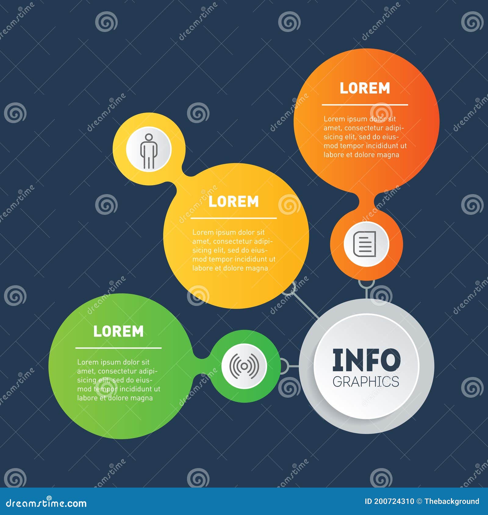 Infographic or Diagram of Technological or Education Process with Three ...