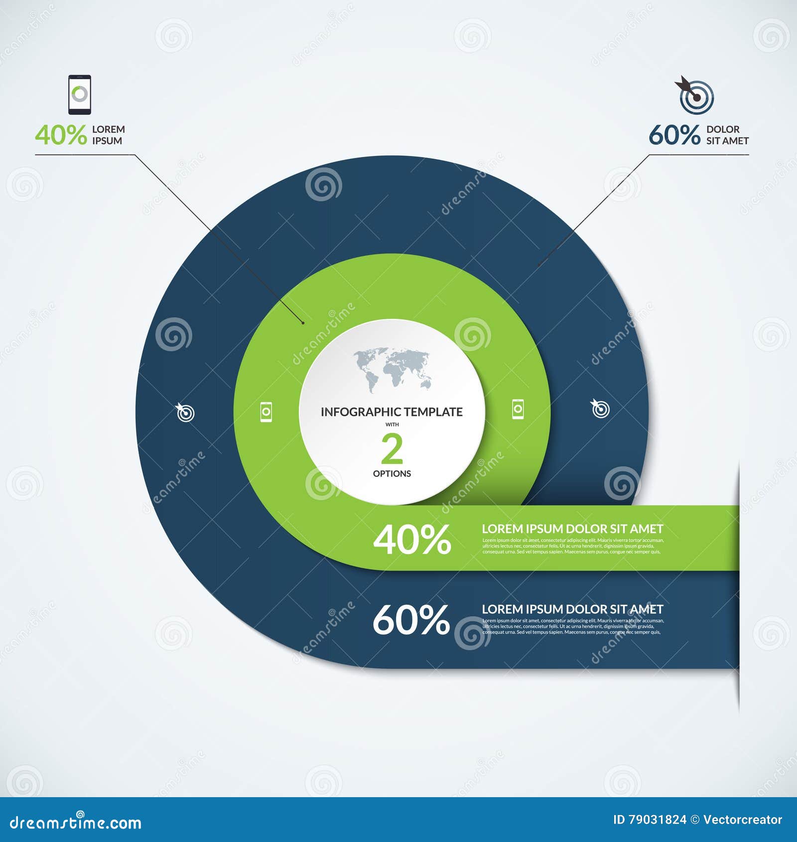 Infographic Concentric Diagram Template With 4 Options Vector ...