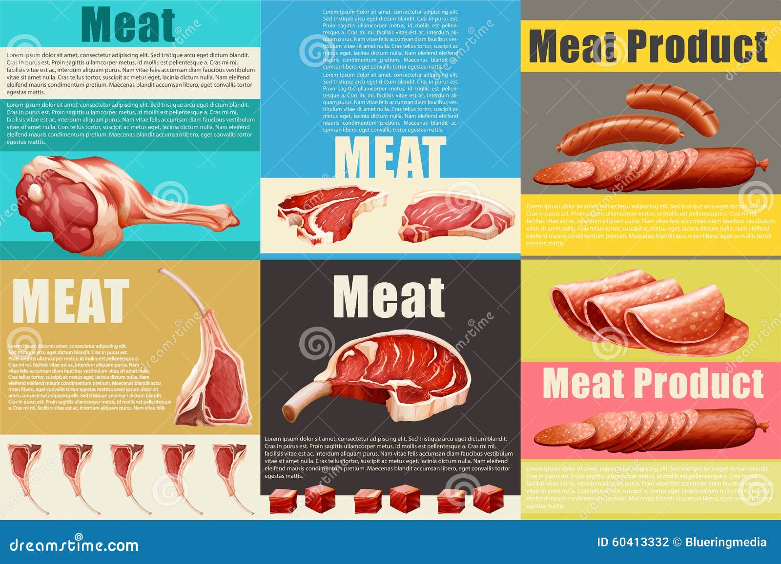 Infographic with Different Kind of Meat Stock Vector - Illustration of ...