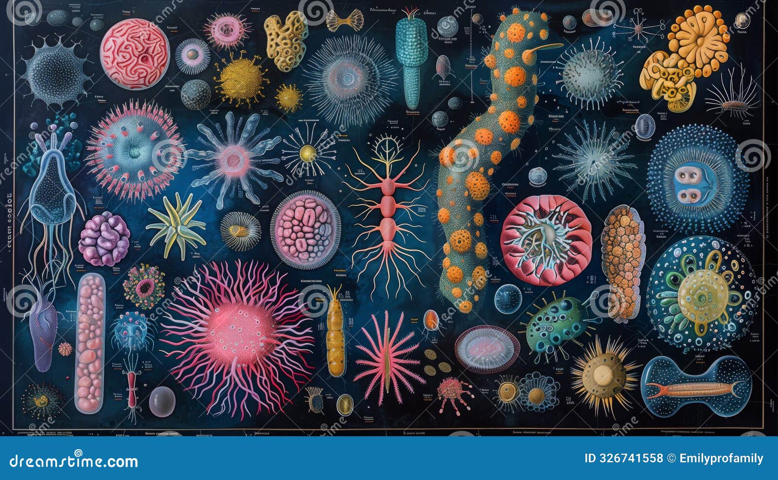 Infographic of Diverse Microscopic Life Forms Stock Photo - Image of ...