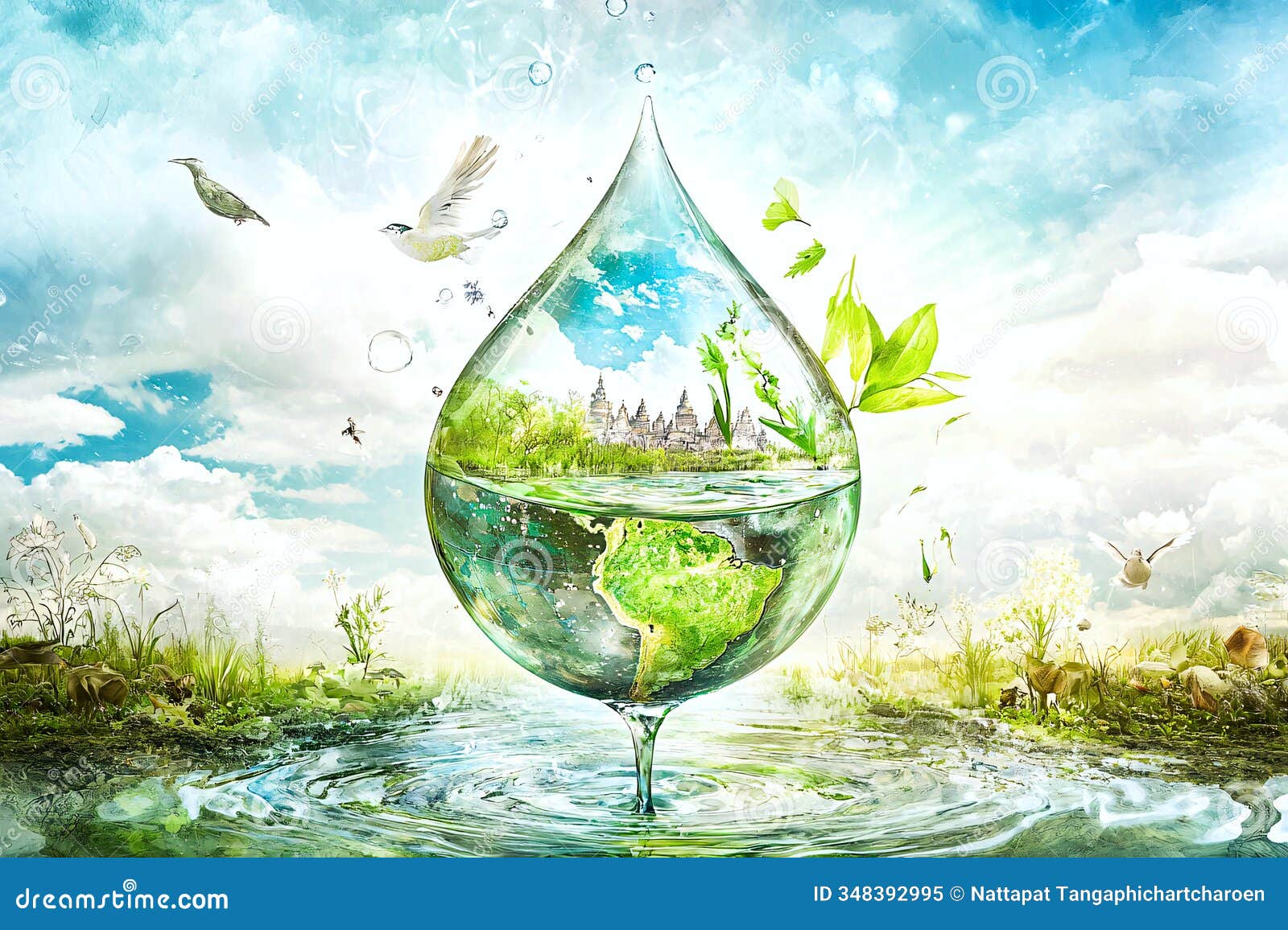 Infographic of a Droplet Sustaining a Global Ecosystem, Highlighting ...