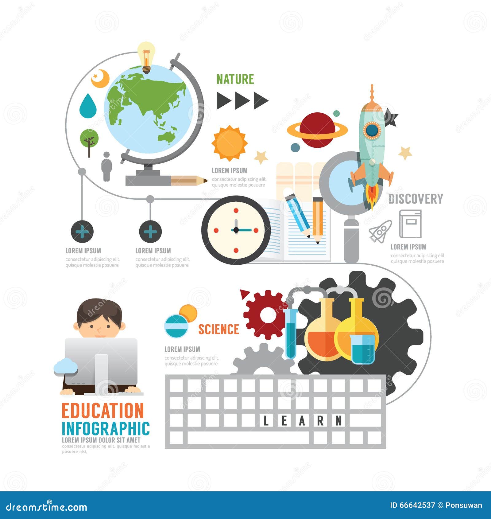 Infographic Education Child Learning Technology Concept with Icons ...
