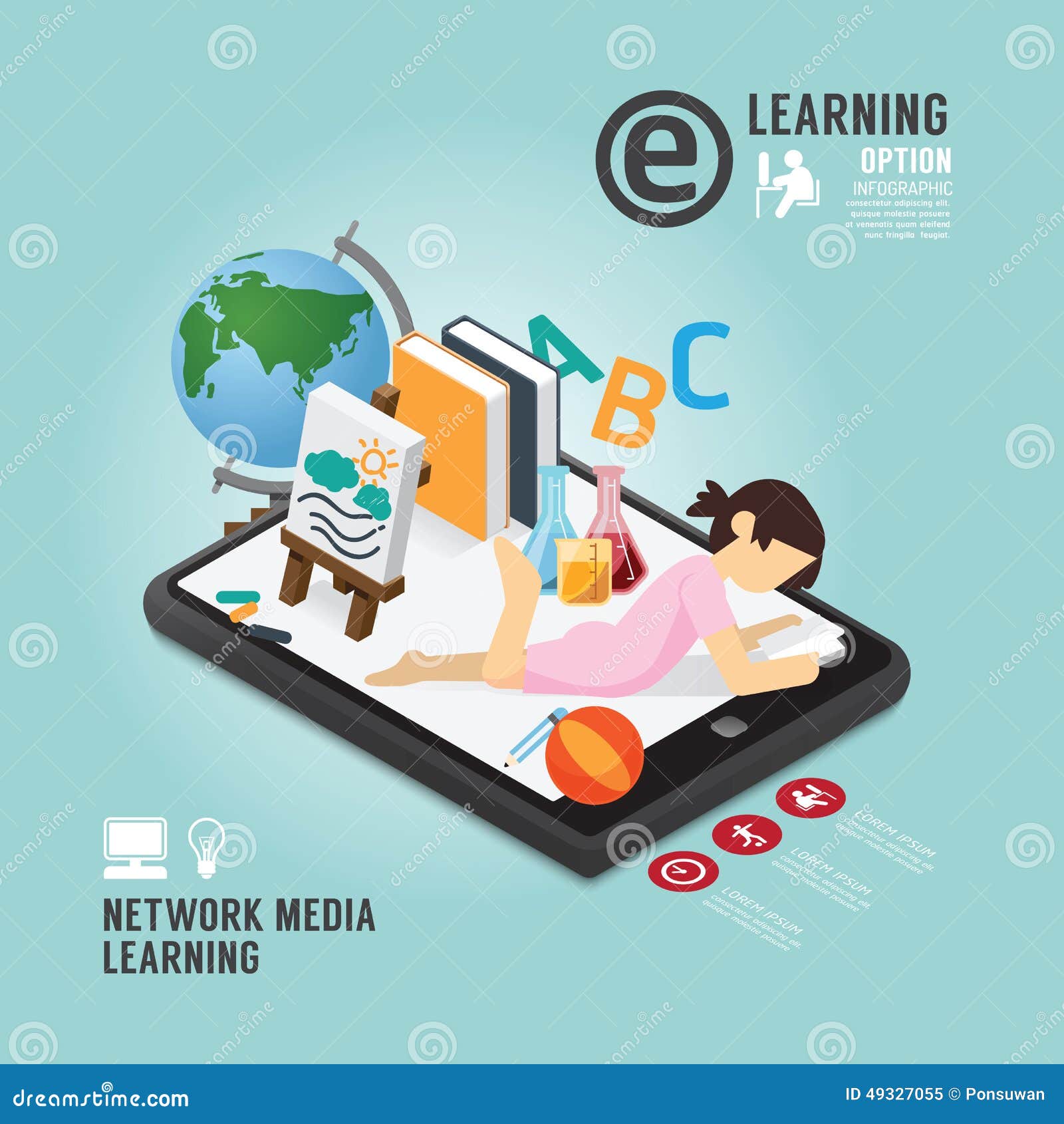 Infographic Education Media Learning Template Design . Stock Vector ...