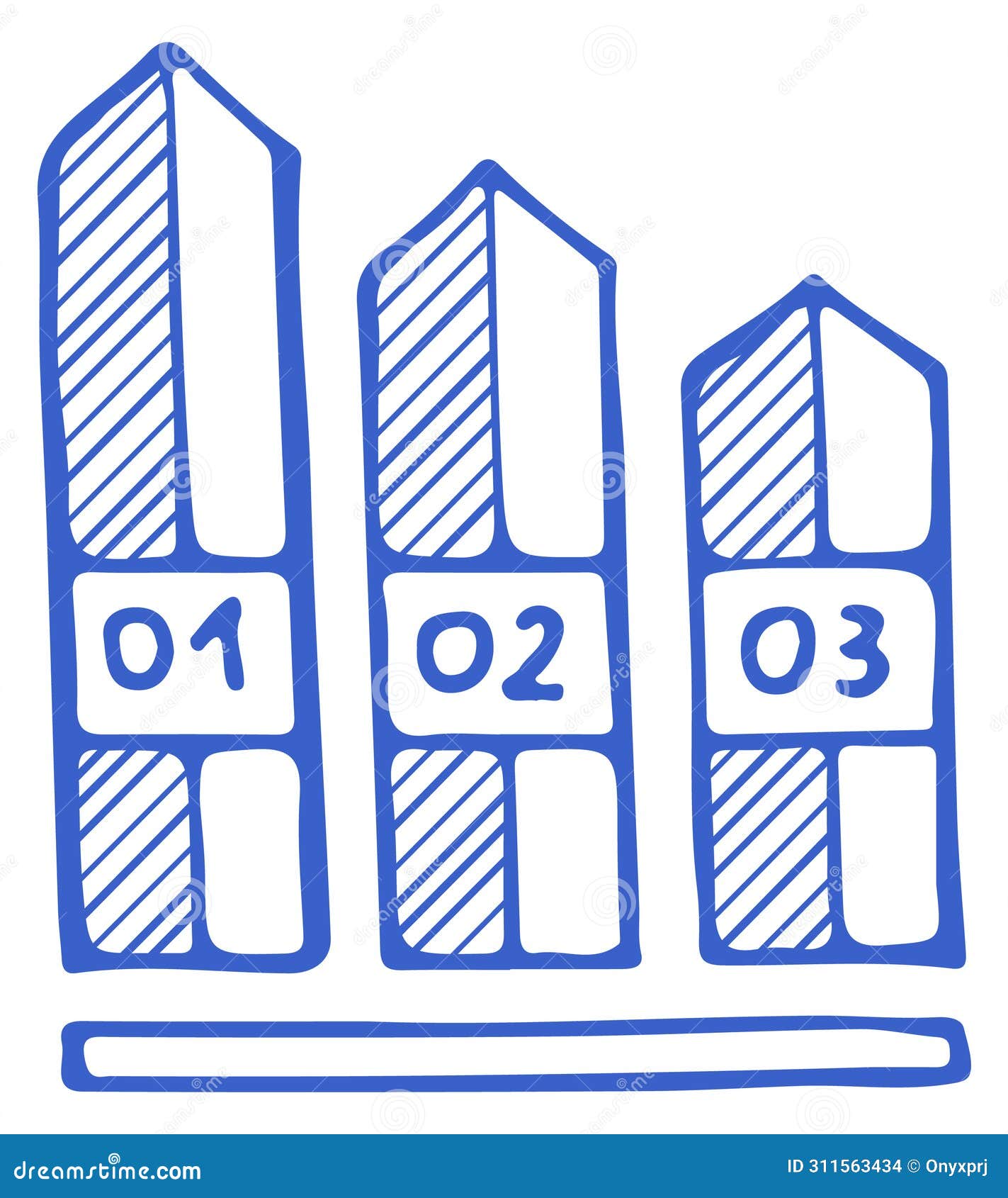 Data Distribution Chart Doodle. 3d Column Diagram Cartoon Vector ...