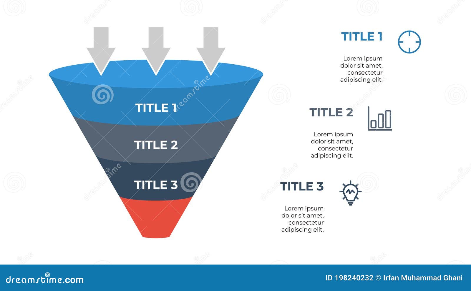 Infographic Element Layout Template with Funnel Concept Design, 3 ...