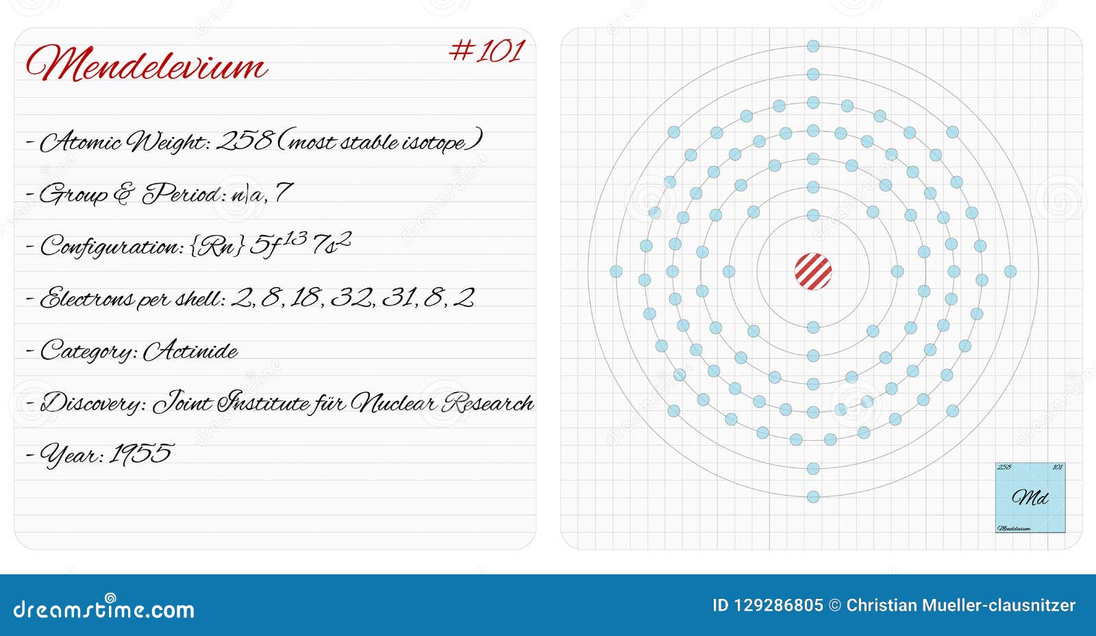 Infographic of the Element of Mendelevium Stock Vector - Illustration ...