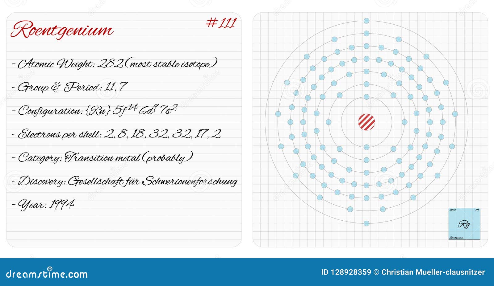 Infographic of the Element of Roentgenium Stock Vector - Illustration ...