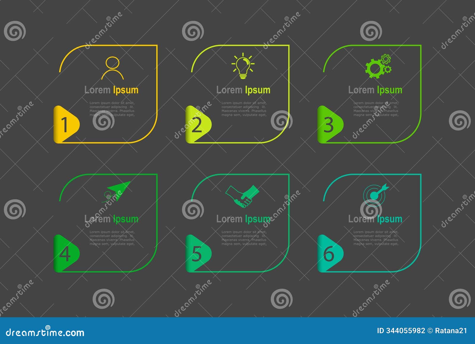 Infographic Element Template, Business Concept with 6 Steps, Colorful ...