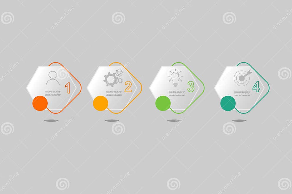 Infographic Element Template, Business Concept with 4 Steps, Grey ...