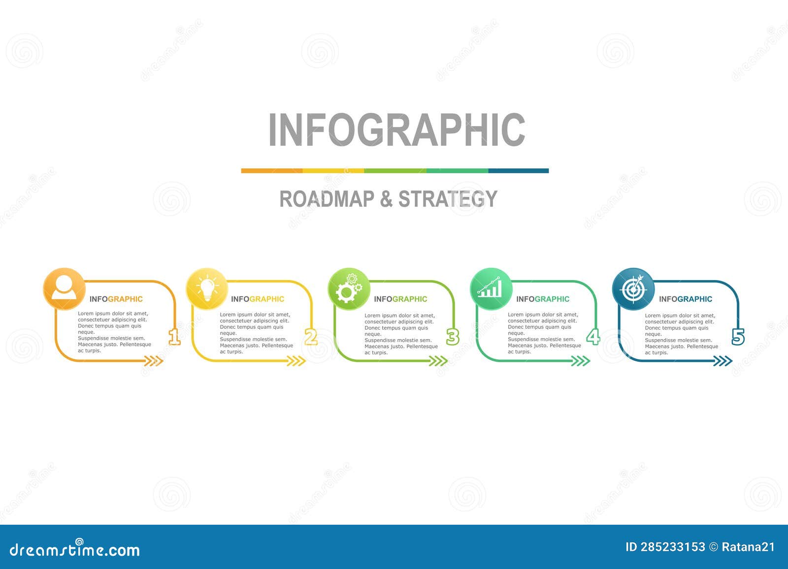 Infographic Element Template, Business Concept with 5 Steps , Minimal ...