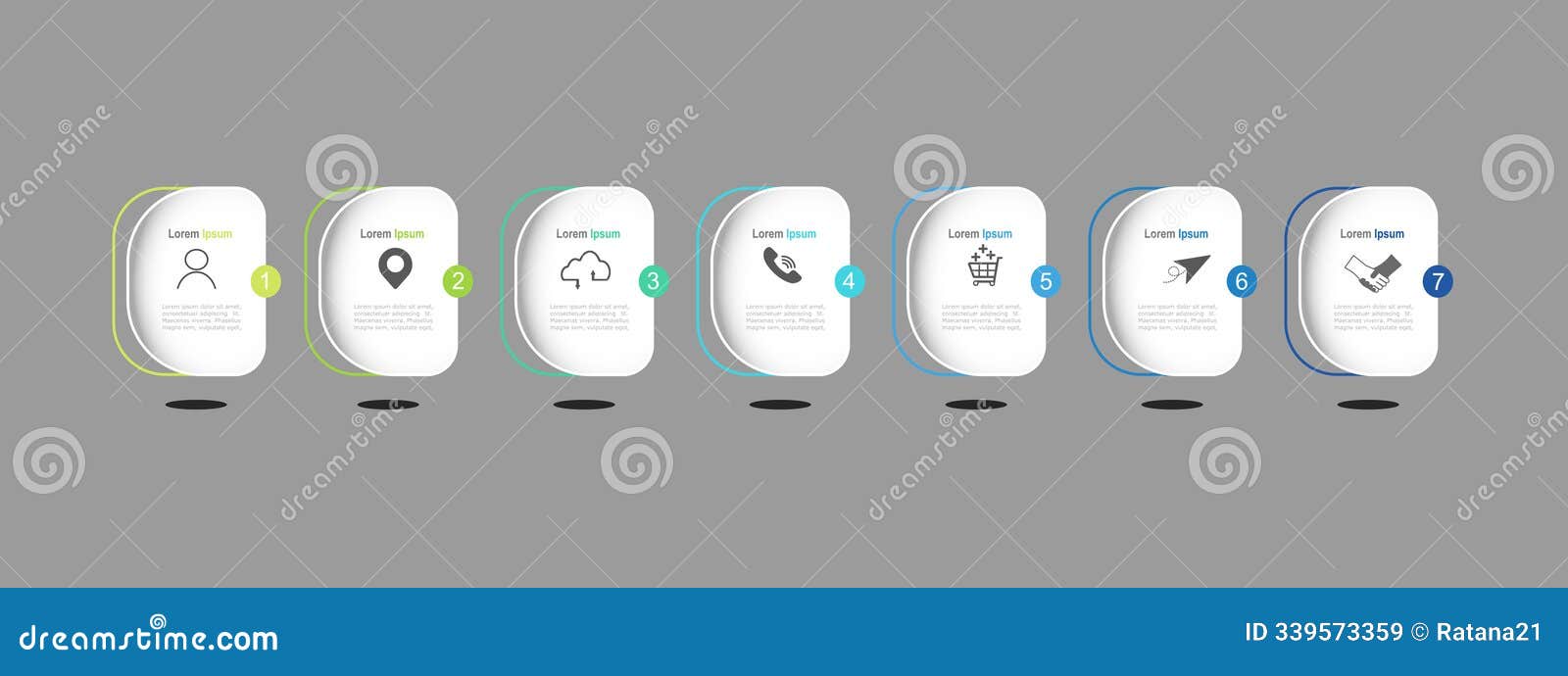 Infographic Element Template, Business Concept with 7 Steps, White ...