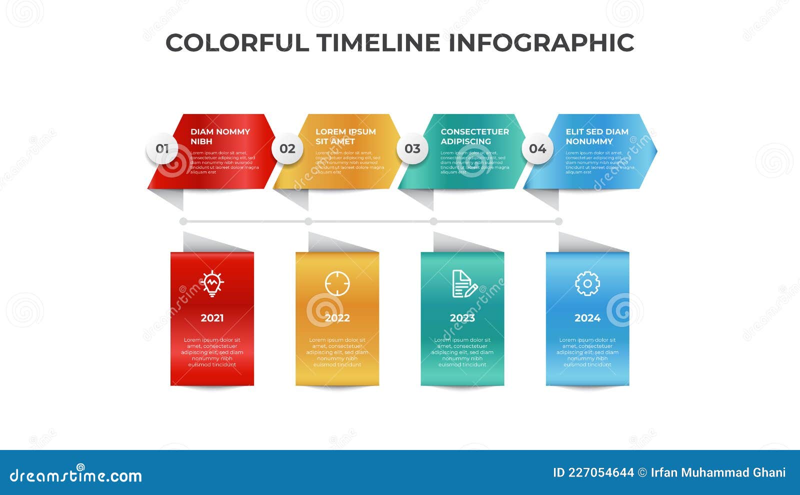 Infographic Element Template, Colorful Timeline Layout Design with 4 ...