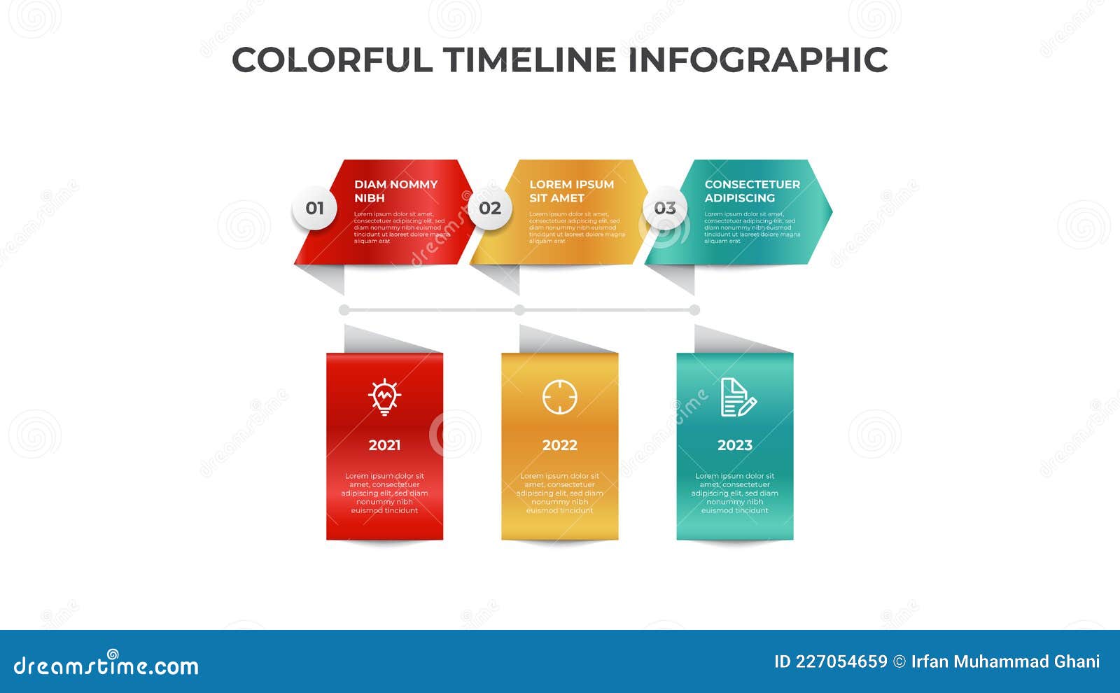 Infographic Element Template, Colorful Timeline Layout Design with 3 ...