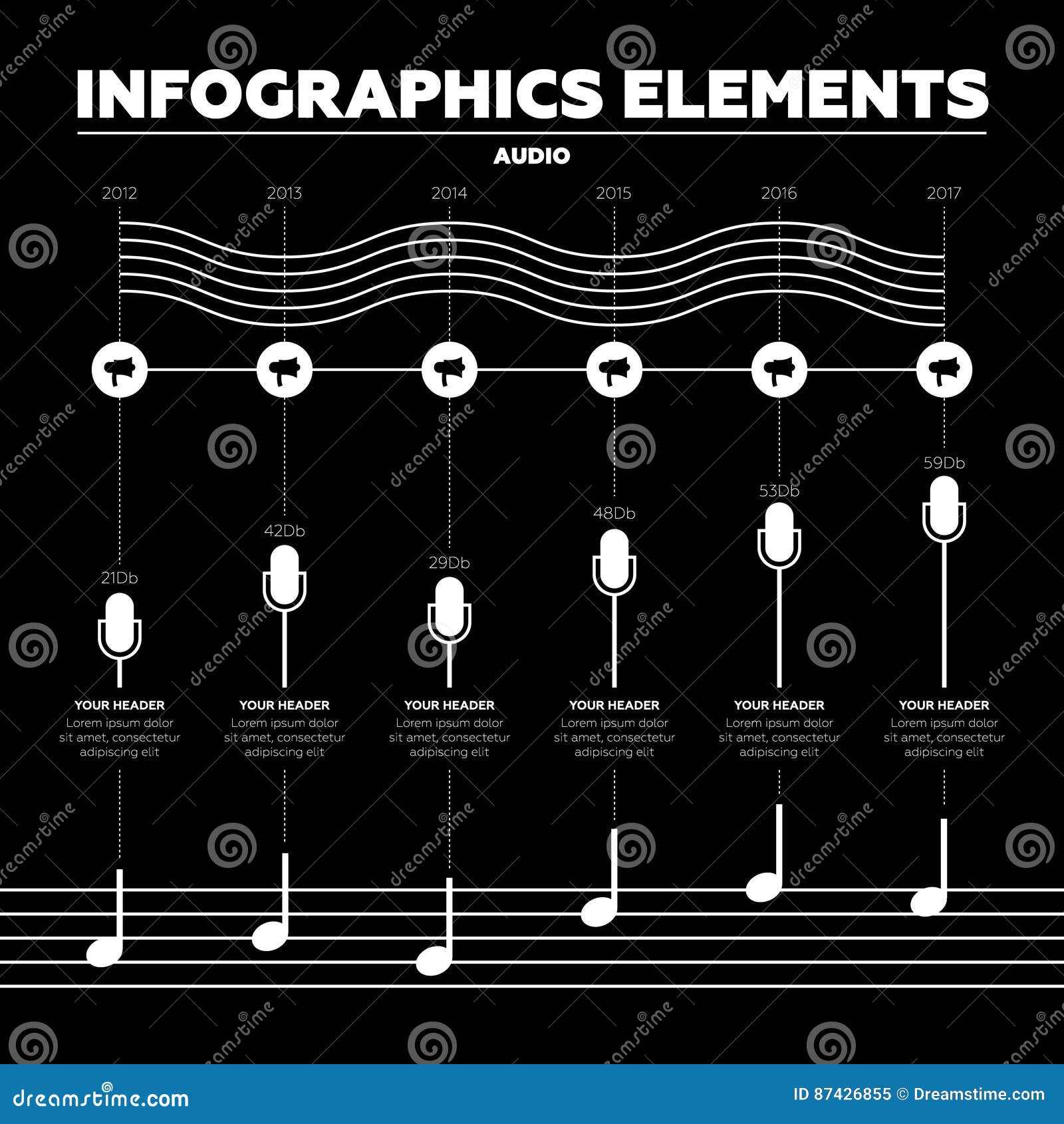 Infographic Elements. Audio Waves Stock Vector - Illustration of icon ...