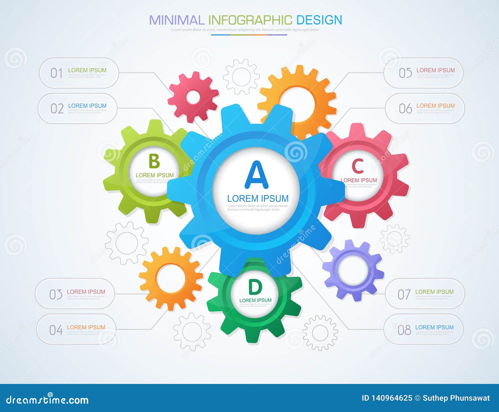 Infographic Elements with Business Icon on Full Color Background ...