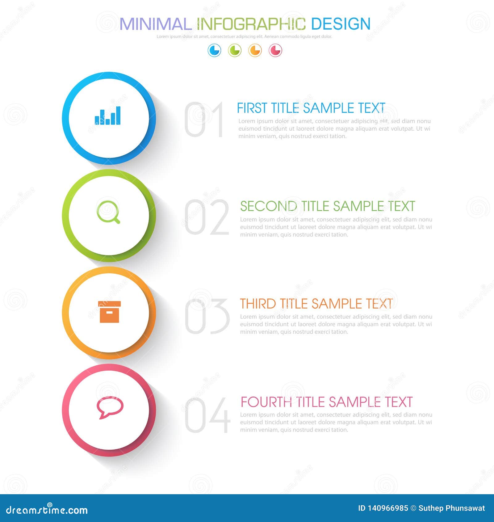 Infographic Elements with Business Icon on Full Color Background ...