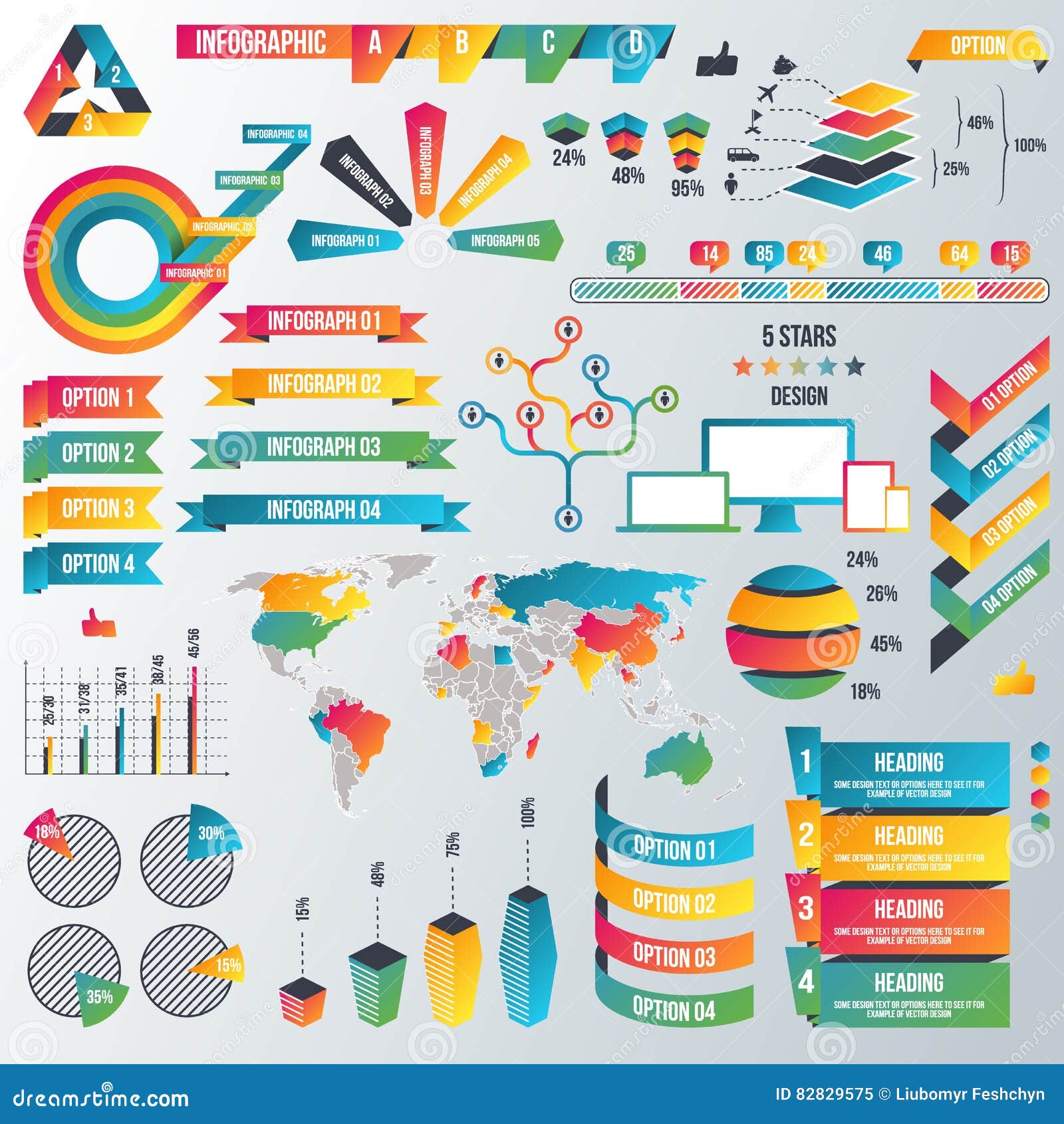 Infographic Elements Collection - Business Vector Illustration in Flat ...