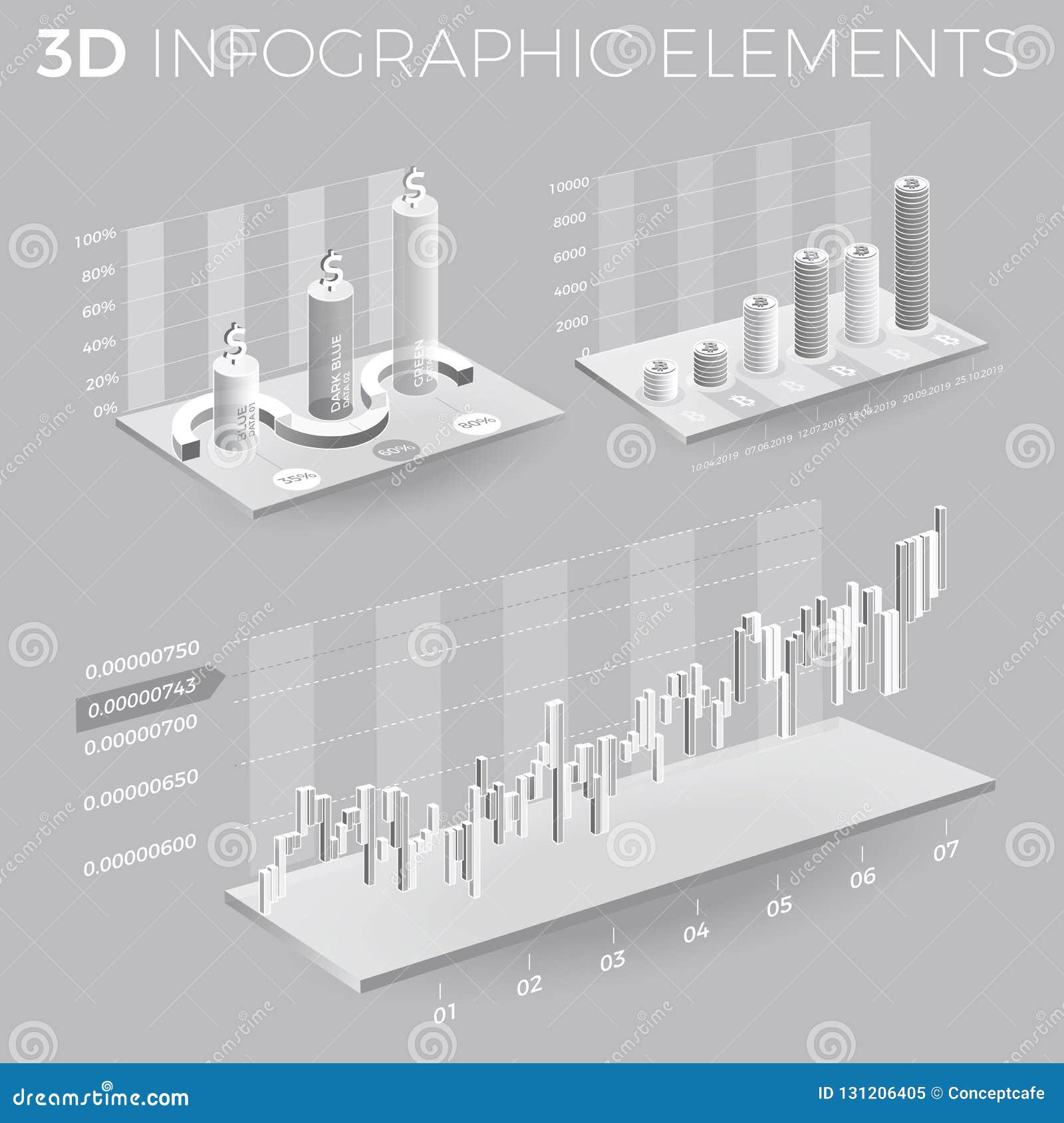 Corporate Infographic Elements in Gray and White Stock Vector ...