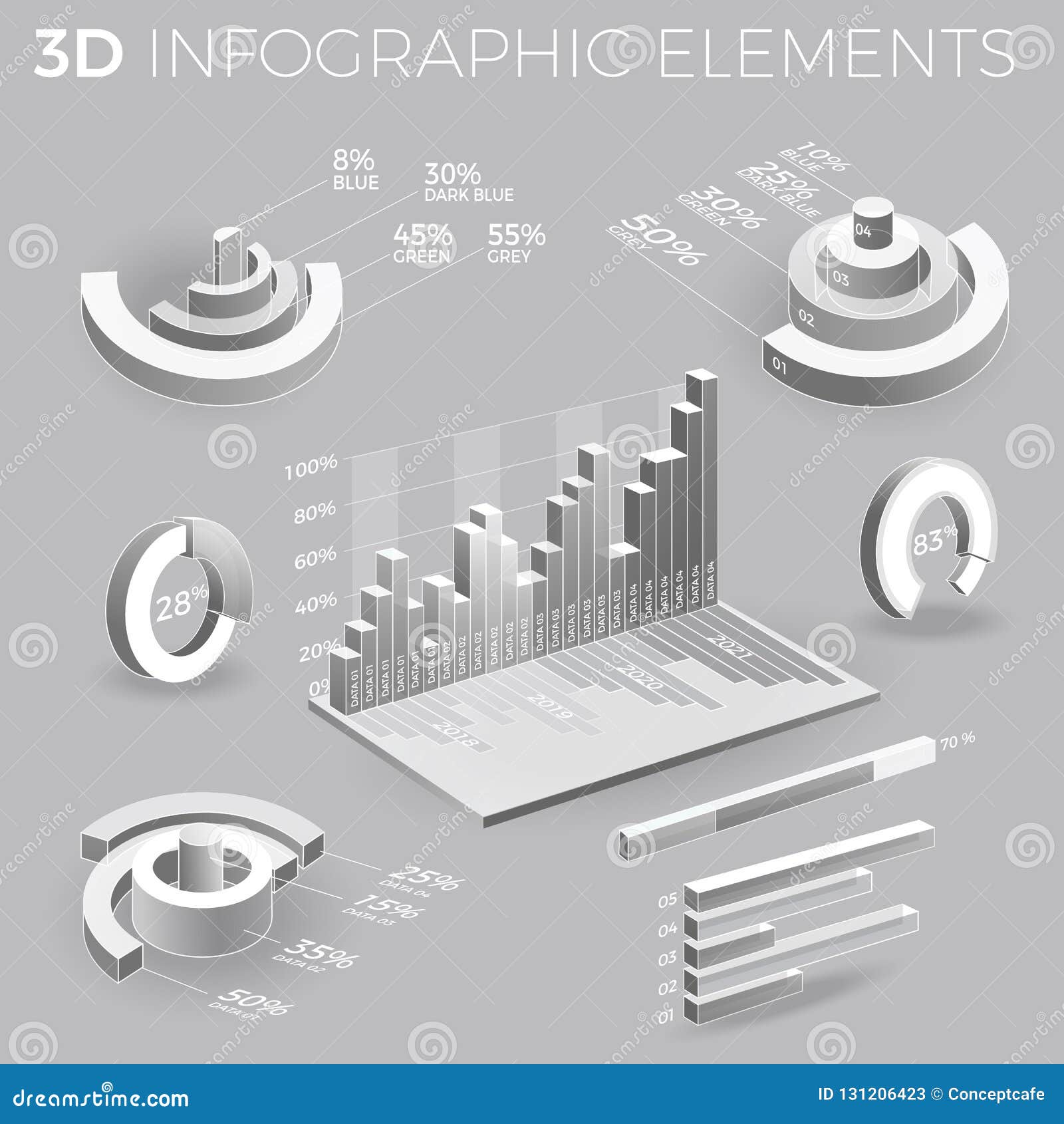 Corporate Infographic Elements in Gray and White Stock Vector ...