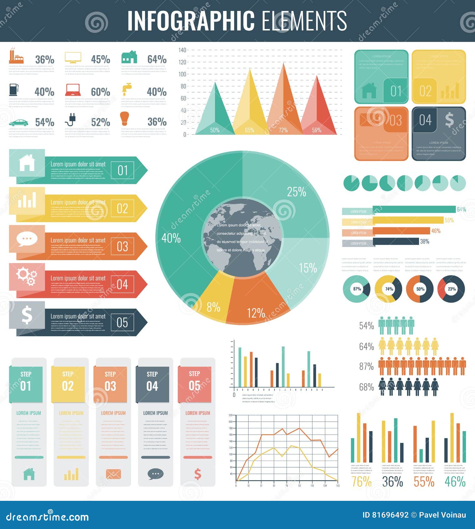 Infographic Elements Collection. Flat Design Stock Vector ...